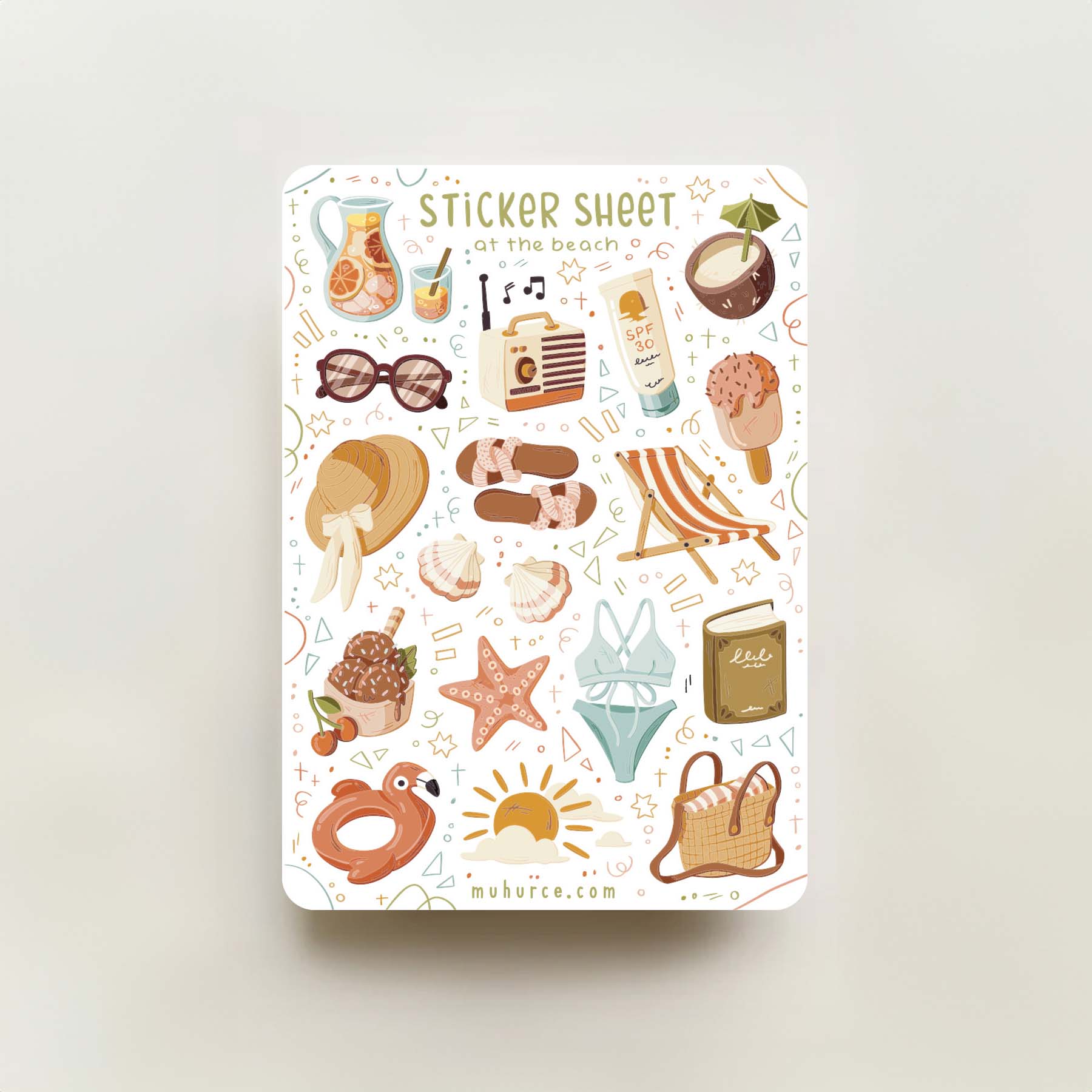 At The Beach Sticker Seti Bullet Journal Sticker – Mühürce